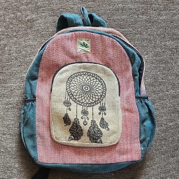 Pure Hemp | Bags | Pure Hemp Stylish Red And Green Backpack With ...